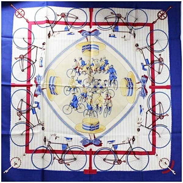 ★ エルメス シルク スカーフ カレ90 LES BECANES 自転車 中古 ABランク HERMES | レディース 女性