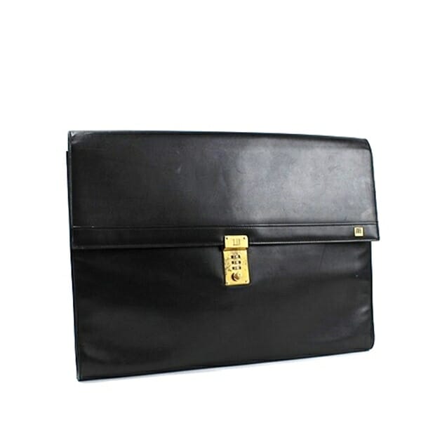 ダンヒル ブリーフケース ビジネスバッグ 書類かばん ダイヤルロック式 レザー ブラック ゴールド金具 中古 ABランク