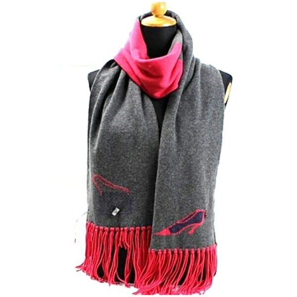 ★ シャネル カシミヤ マフラー グレー×ピンク 202×24センチ 中古 Bランク CHANEL｜レディース女性  ブランド