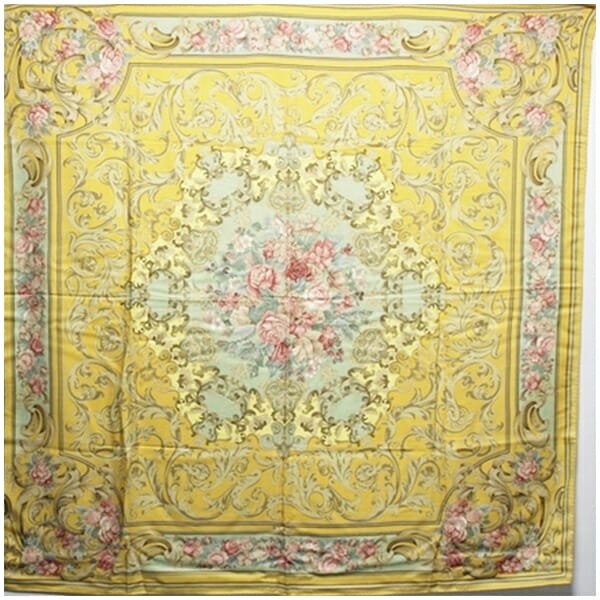 エトロ 大判スカーフ ストール マスタード ライトグリーン 中古 Aランク ETRO レディース 女性 紙ケース付き