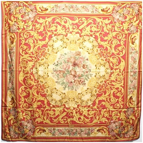 エトロ ウール シルク 大判スカーフ ストール サーモンピンク ベージュ 中古 Aランク ETRO レディース 女性