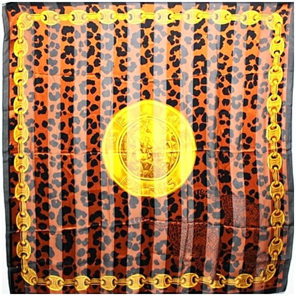 セリーヌ 大判ストール ブラウン ブラック アニマル 中古 Aランク CELINE レディース 女性用