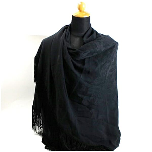 マンテロ シルク ストール ブラック 花柄 中古 Aランク MANTERO レディース 女性用