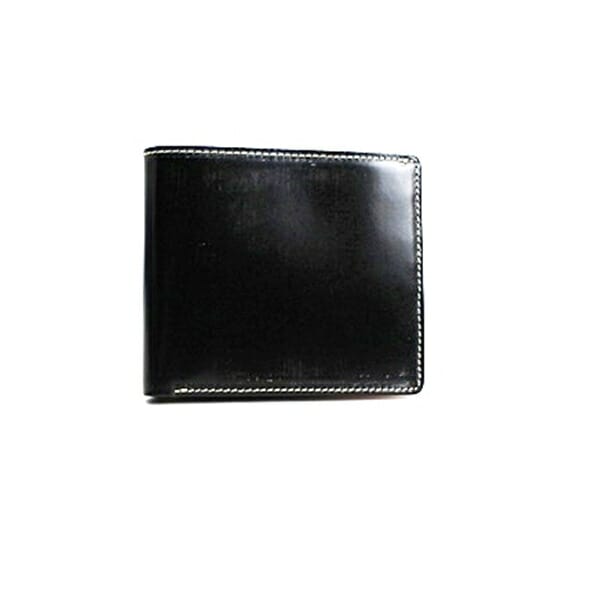 ブリティッシュグリーン 二つ折り財布 未使用 ブラック ブライドルレザー 中古 Aランク BRITISH GREEN 男性