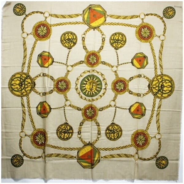 イタリア製 ウール シルク 大判ストール ベージュ 中古 ABランク レディース 女性用