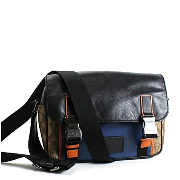 コーチ シグネチャー ショルダーバッグ 斜め掛け C2725 PVCレザー ブラウン ブラック ブルー 中古 ABランク