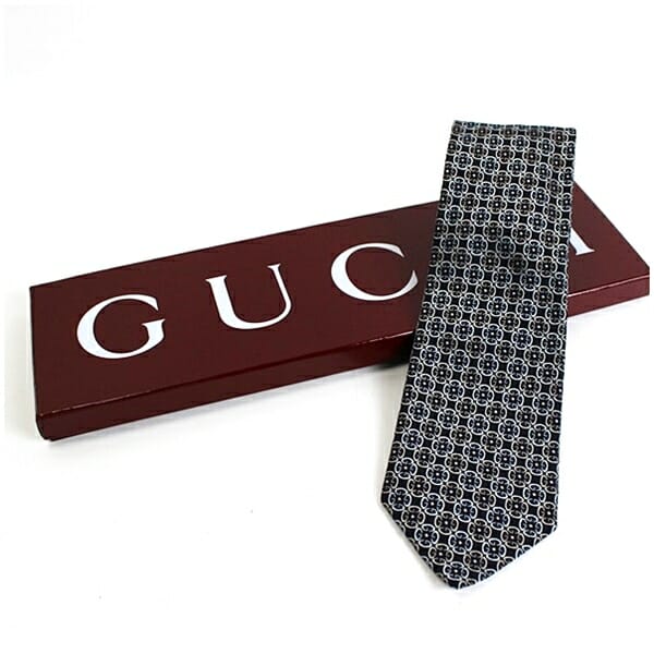 グッチ 未使用 シルク ネクタイ 中古 Aランク GUCCI メンズ ビジネス 箱付き