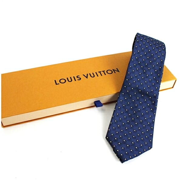 ルイヴィトン シルク ネクタイ ドット ロゴ 中古 Aランク LOUIS VUITTON メンズ ビジネス 箱付き