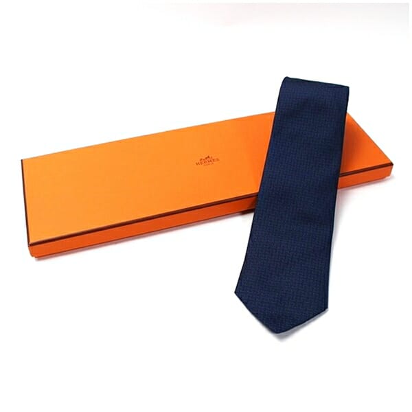 エルメス シルク ネクタイ H柄 中古 Aランク HERMES メンズ ビジネス 箱付き 送料無料