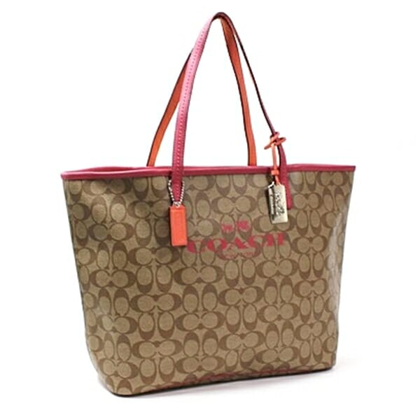 コーチ トートバッグ 肩掛け 32706 PVC レザー シグネチャー ブラウン 中古 ABランク COACH レディース