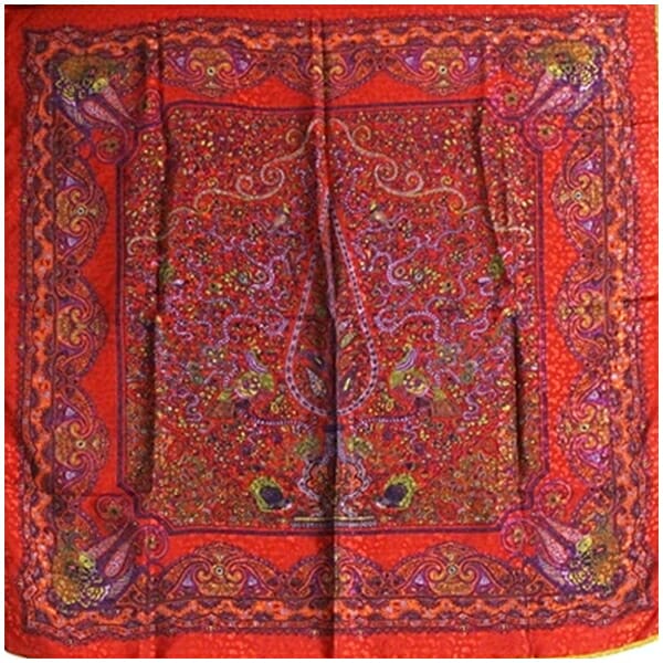 フェンディ シルク スカーフ レッド パープル ペイズリー 中古 Aランク FENDI レディース 女性