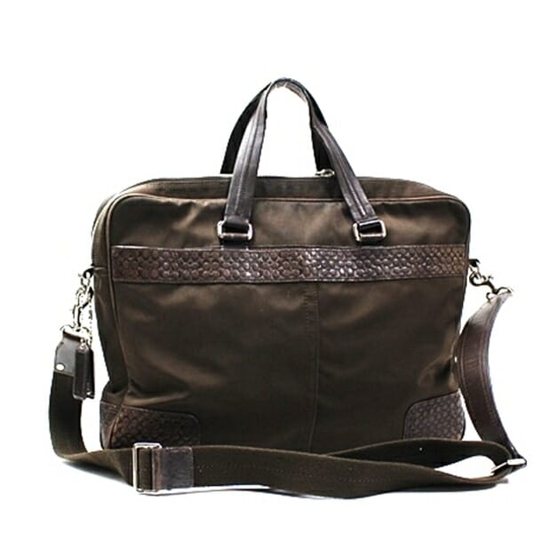 コーチ ビジネスバッグ 2WAY ミニシグネチャー F70323 ナイロン レザー ブラウン 中古 Bランク COACH