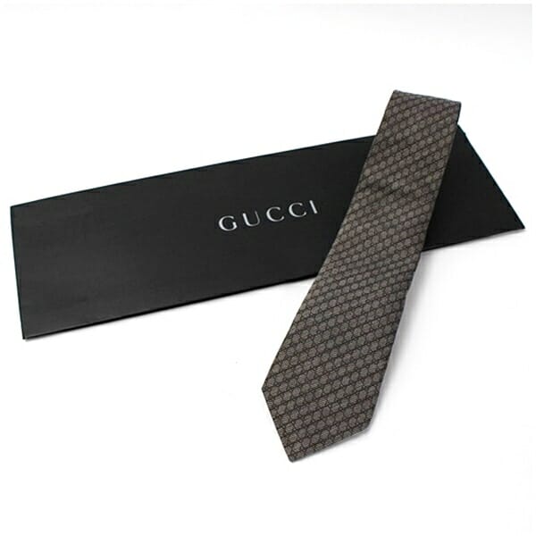 GUCCI シルク ウール ネクタイ 未使用 中古 Sランク GUCCI メンズ ビジネス タグ・紙ケース付き