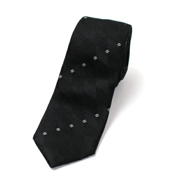 シャネル シルク ネクタイ ロゴ 細身 中古 Aランク CHANEL メンズ ビジネス