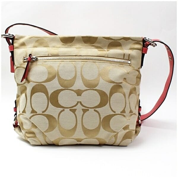 コーチ シグネチャー ショルダーバッグ F15067 キャンバス レザー ベージュ 中古 ABランク COACH 女性用