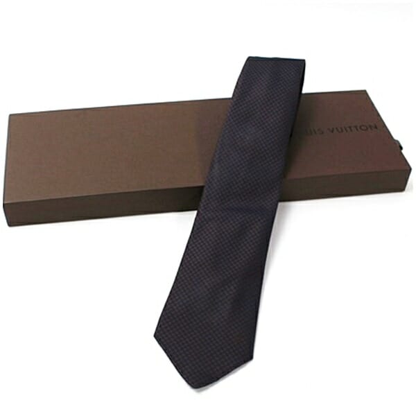 ルイヴィトン シルク ネクタイ ダミエ柄 中古 Aランク LOUIS VUITTON メンズ ビジネス 箱付き 送料無料