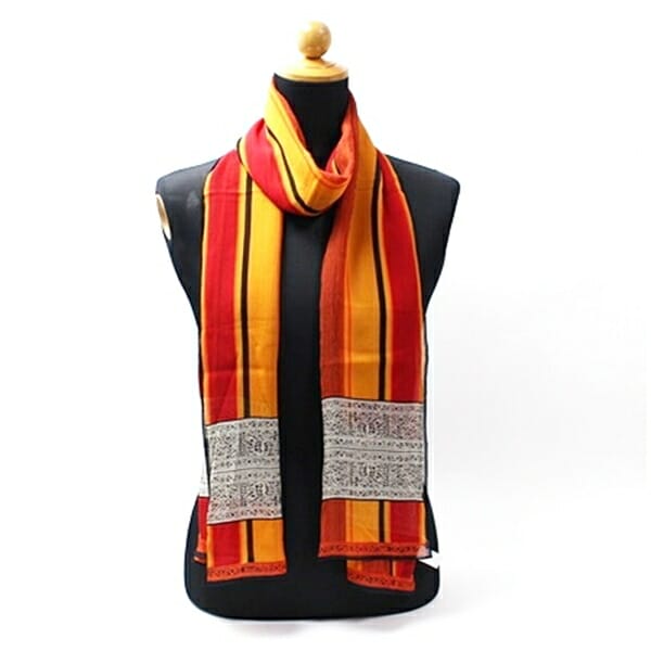 クリスチャンディオール シルク 長方形スカーフ レッド オレンジ ブラック 中古 Aランク Christian Dior