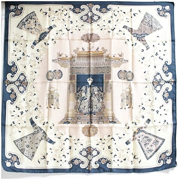 エトロ シルク スカーフ アイボリー グレー 中古 Aランク ETRO レディース 女性