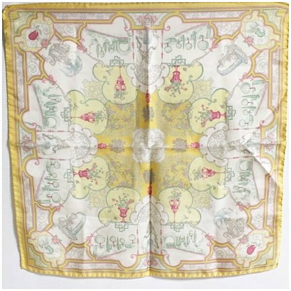 エトロ シルク ミニスカーフ イエロー ホワイト 中古 Aランク ETRO レディース 女性