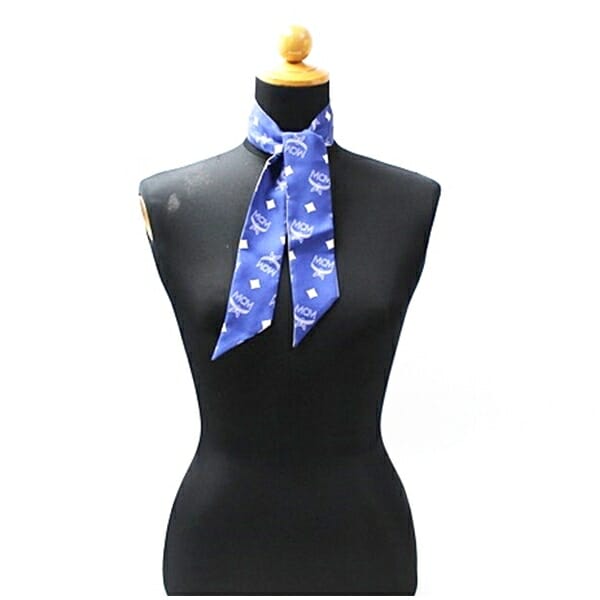 エムシーエム スカーフ ポニーテールスカーフ ネイビー ホワイト リバーシブル 中古 Aランク MCM レディース 女性用