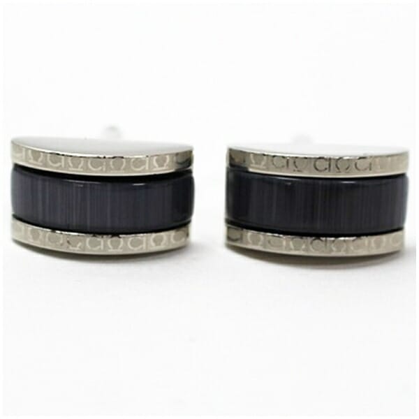 サルバトーレフェラガモ ガンチーニ模様 カフス ブラック シルバー 中古 ABランク Salvatore Ferragamo