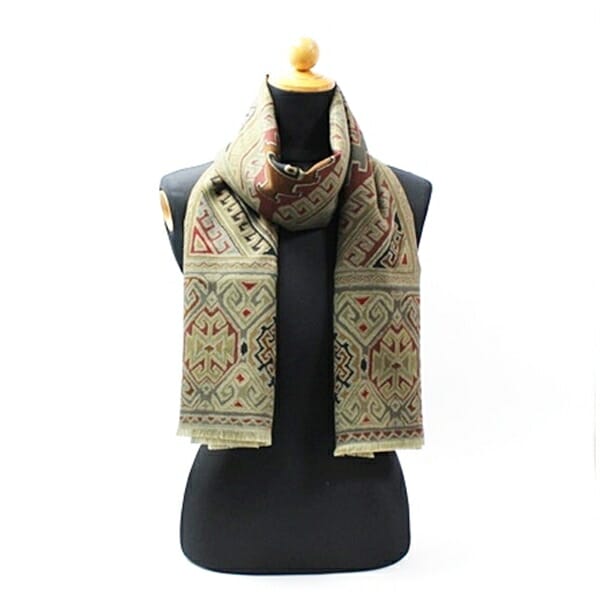 エトロ ウール・シルク 大判 長方形ストール カーキ エンジ 中古 ABランク ETRO レディース 女性