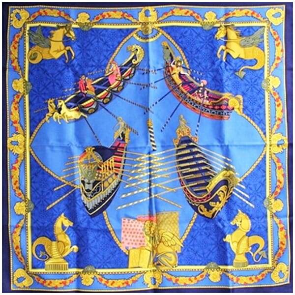 エルメス スカーフ カレ90 Les Bissome de Venise ヴェニスの船祭り 中古 ABランク HERMES