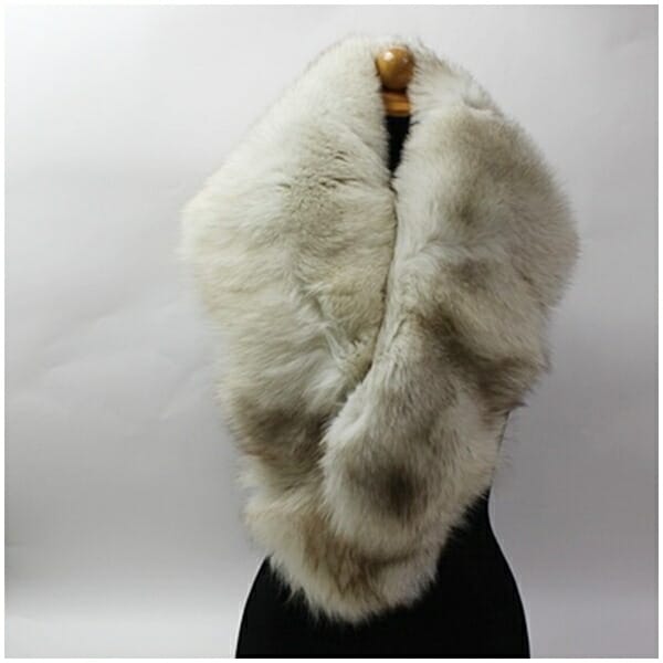 サガフォックス ショール ストール クリップ式 オフホワイト ライトブラウン 中古 ABランク SAGA FOX レディース