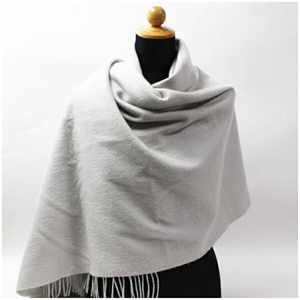 ランバン 大判マフラー ライトグレー 無地 60 190cm 中古 ABランク LANVIN レディース 女性 防寒