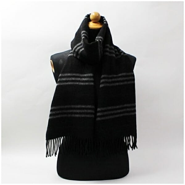 バーバリー ブラックレーベル カシミヤ マフラー ブラック グレー レッド ストライプ 168 32cm 中古 Aランク