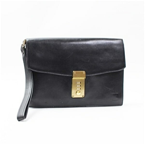 ダンヒル セカンドバッグ クラッチバッグ ダイヤルロック式 レザー ブラック ゴールド金具 中古 Bランク dunhill