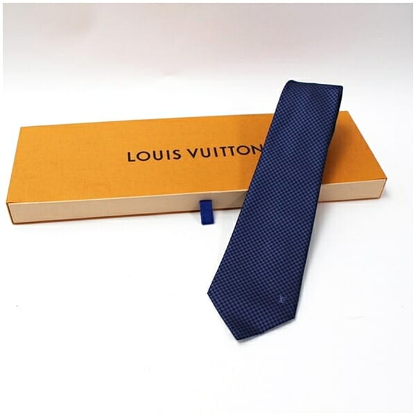 ルイヴィトン シルク ネクタイ 未使用 ダミエ柄 細身 中古 Sランク LOUIS VUITTON メンズ ビジネス