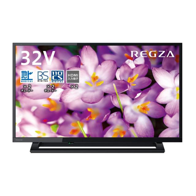 東芝 32V型 液晶テレビ レグザ 32S22 ハイビジョン 外付けHDD ウラ録対応 （2018年モデル）(中古品)