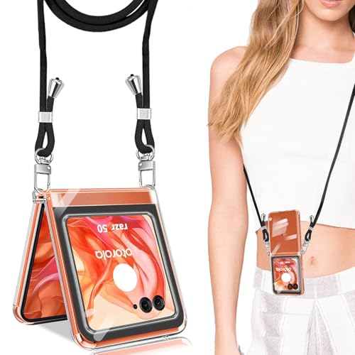 Motorola razr 50 50s 50d ケース クリア 透明 ソフトケース razr50s ショルダー 掛縄け ストラップ付き 斜めがけ 携帯ケース Moto razr 50d M ...