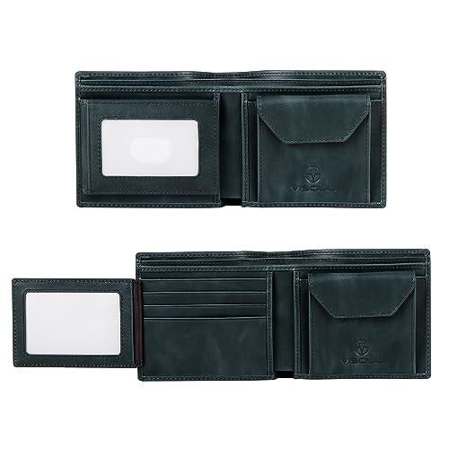 札入れ 財布メンズ 小銭入れ レザー 二つ折り財布 本革 カード8枚収納 スキミング防止写真入れポケット 免許証入れ 牛革 縦型ケース RFID スキミング防止 父の日 ケース ブルー