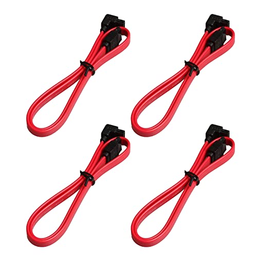 SATA3 ケーブル シリアルケーブル 4本セット (下L型) シリアルATA3ケーブル 抜け落ち防止 ハードディスク / 光学ドライブ 最適 ラッチ付 50cm 高速 6Gbps対応 HDD ...