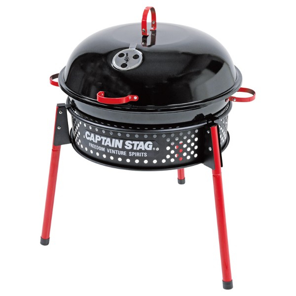 【 送料無料 人気 冬ギフト 】 キャプテンスタッグ バーベキューコンロ グリル 焚火台 スモーク対応 フード付き 1台3役 アメリカン イージーグリル typeII 収納バッグ・通気孔付き UG-60