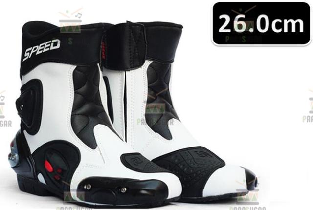 レーシングブーツ 118  ホワイト 26.0cm バイクブーツ 防水 ライディングシューズ ロング ライダーブーツ バイク ライダー