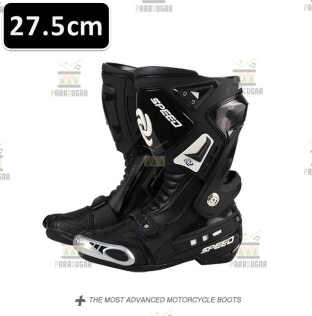 レーシングブーツ 120  ブラック 27.5cm バイクブーツ 防水 ライディングシューズ ロング ライダーブーツ バイク ライダー