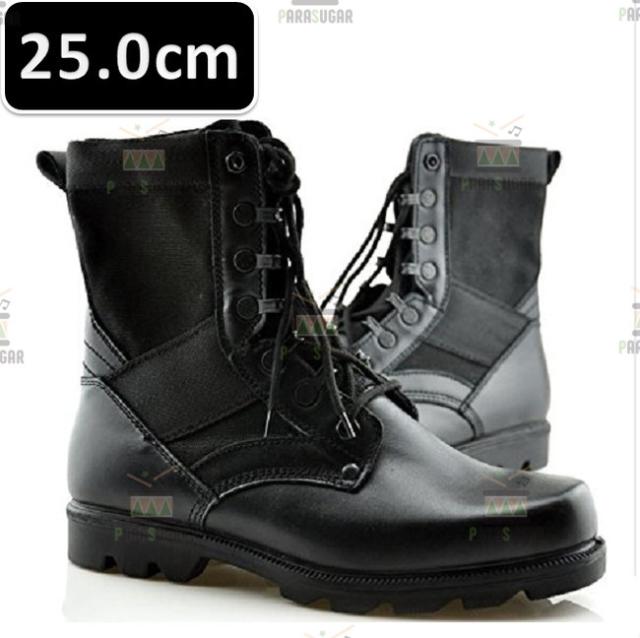 ミリタリーブーツ メンズ ブラック 25.0cm 110 ライディングブーツ ライダースブーツ 防寒  バイク用品 オートバイ ショート 大人用 高品質