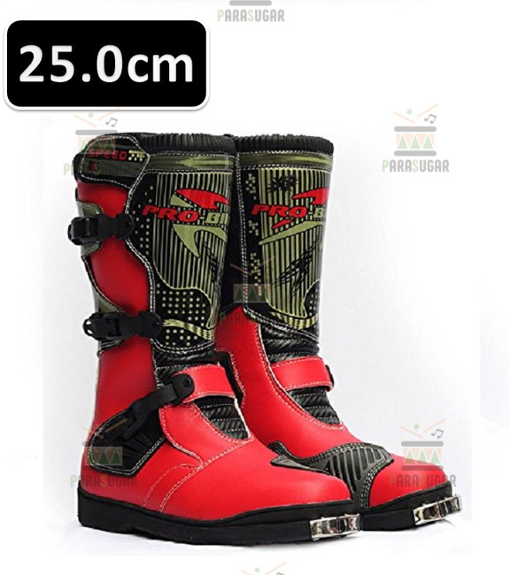 レーシングブーツ 116  レッド 25.0cm バイクブーツ 防水 ライディングシューズ ロング ライダーブーツ バイク ライダー