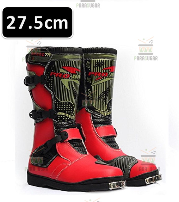 レーシングブーツ 116  レッド 27.5cm バイクブーツ 防水 ライディングシューズ ロング ライダーブーツ バイク ライダー