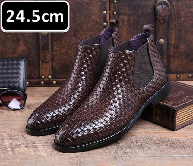 メンズ ビジネス シューズ 本革 ブラウン サイズ 24.5cm 革靴  靴 カジュアル 屈曲性 通勤 軽量 新品 ショートブーツ【apa-169】