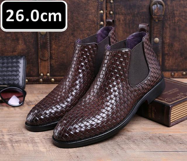 メンズ ビジネス シューズ 本革 ブラウン サイズ 26.0cm 革靴  靴 カジュアル 屈曲性 通勤 軽量 新品 ショートブーツ【apa-169】