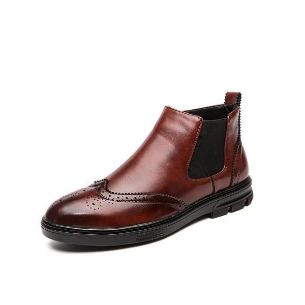 サイドジッパー付き メンズ ビジネス レザー シューズ ブラウン 24.0cm 革靴 靴 カジュアル 屈曲性 通勤 軽量 インポート品【n141】