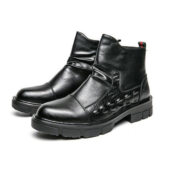 サイドジッパー付き メンズ ビジネス レザー シューズ ブラック 革靴 靴 カジュアル 屈曲性 通勤 軽量 インポート品【n150】