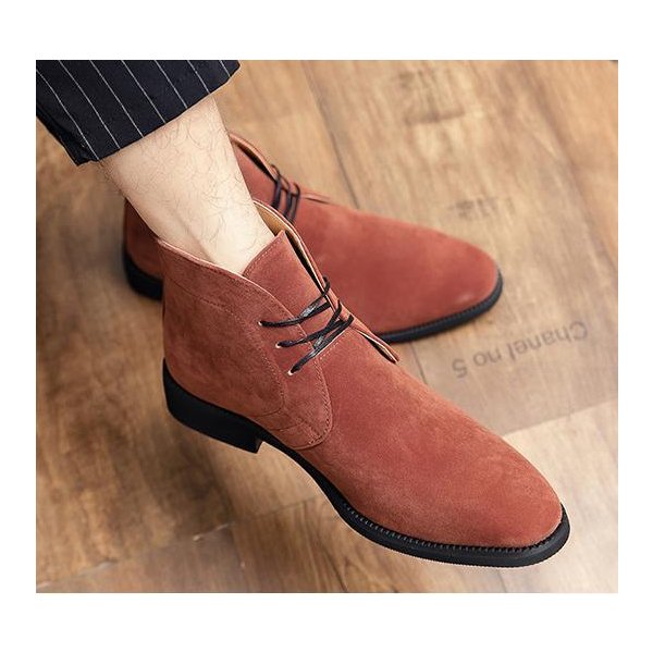 メンズ ビジネス PUレザー シューズ レッド 革靴 靴 カジュアル 屈曲性 通勤 軽量 インポート品【n154】