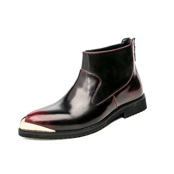 メンズ ビジネス PUレザー シューズ レッド 革靴 靴 カジュアル 屈曲性 通勤 軽量 インポート品【n160】