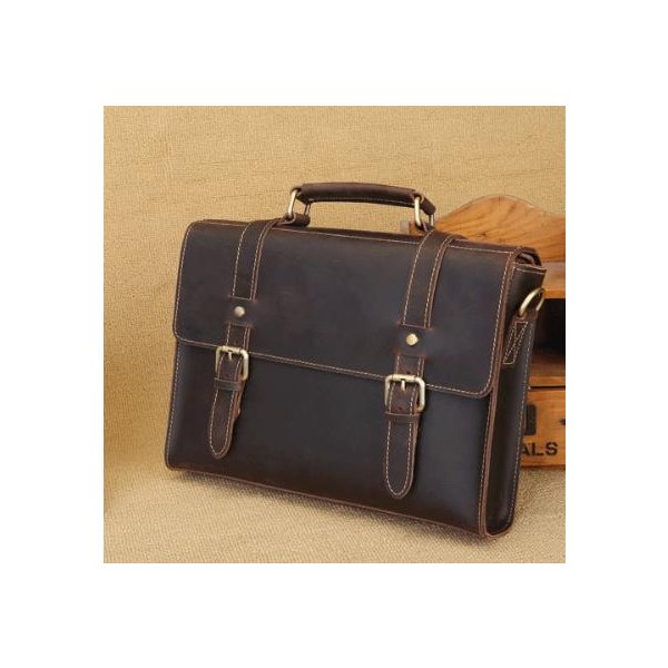 送料コミコミ☆ メンズ 本革 ビジネスバック ブラウン 牛革 ブリーフケース 書類カバン 鞄  オフィス 通勤【n214】