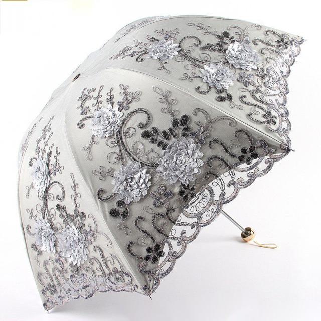 20220711-12 折り畳み傘 晴雨兼用 レディース UVカット 遮熱 刺繍 雨傘日傘 紫外線カット